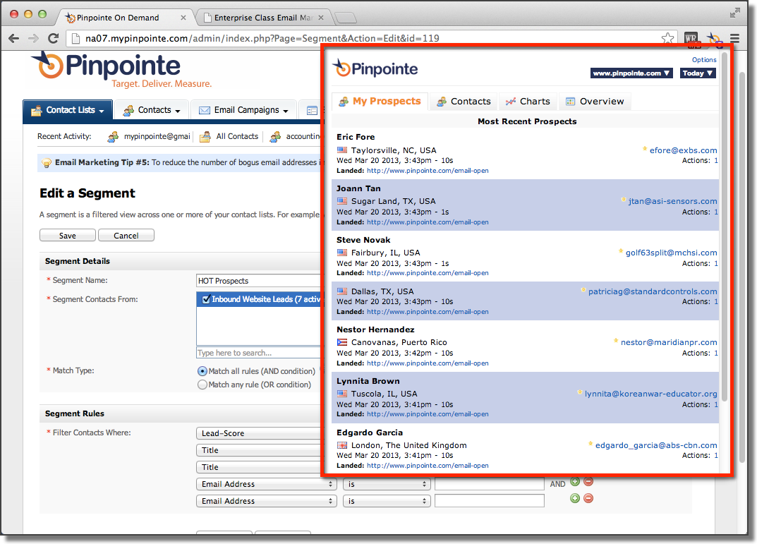 Pinpointe Email Marketing - Marketing and Site Analytics
